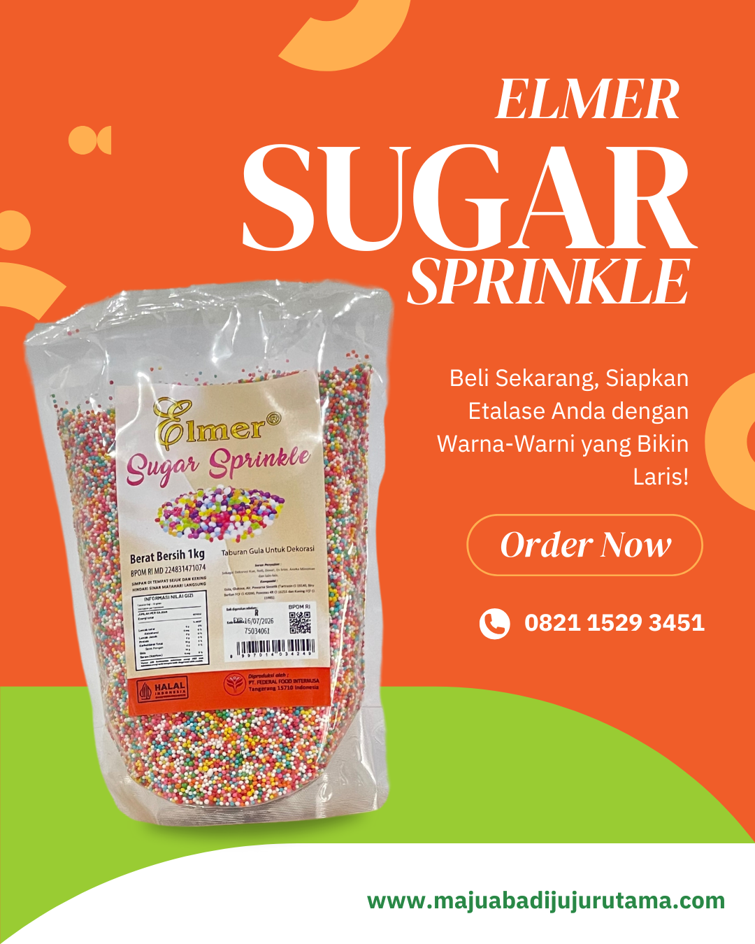 Elmer Sugar Sprinkle 1 Kg: Topping Manis yang Bikin Dessert Makin ...
